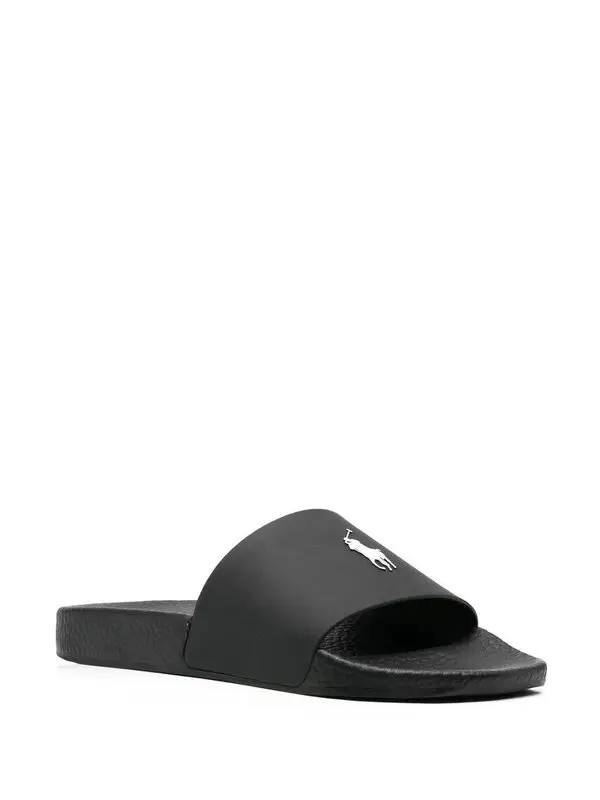 Polo Ralph Lauren Logo-print Slip-on Sandals - Black