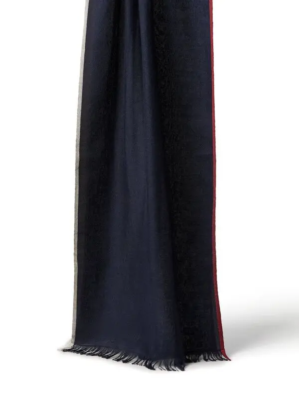 Brunello Cucinelli Solid Border Fringed Scarf - Blue