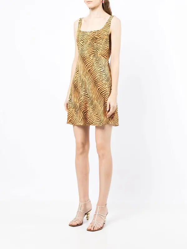 rixo tiger sequin dress Rixo Pink Tiger Animal Print Silk Dress Size S
