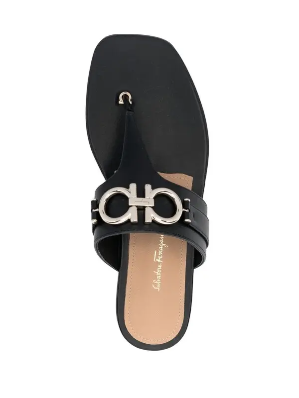 FERRAGAMO Logo-plaque Leather Sandals