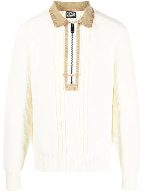 DIESEL® Half-zip Pullover Jumper - White