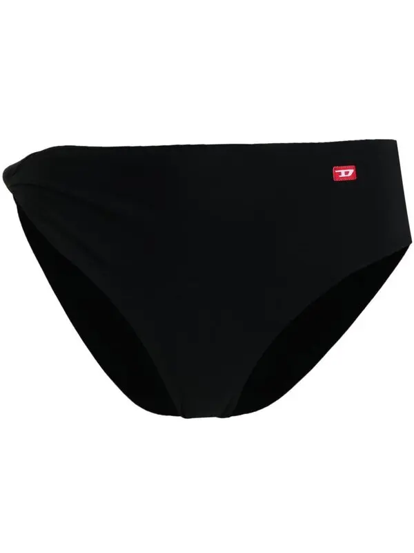 DIESEL® Logo-appliqué Bikini Bottom - Black
