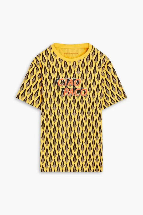Rabanne Printed Cotton-jersey T-shirt - Yellow
