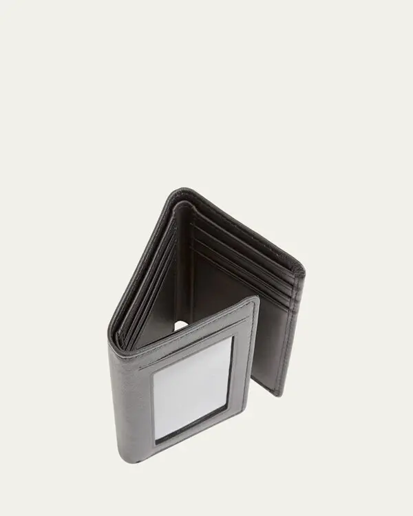 ROYCE NEW YORK Personalized Leather Trifold Wallet - Black