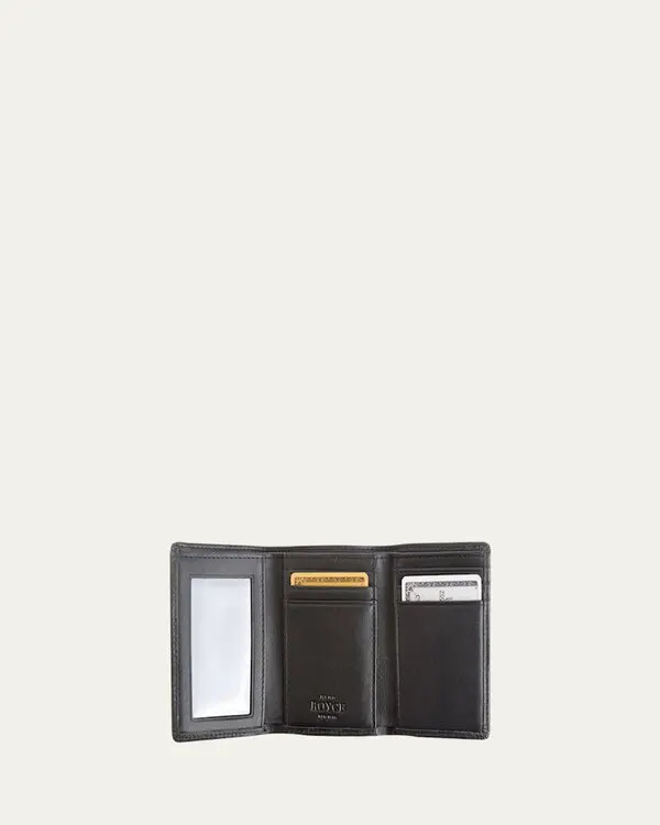 ROYCE NEW YORK Personalized Leather Trifold Wallet - Black