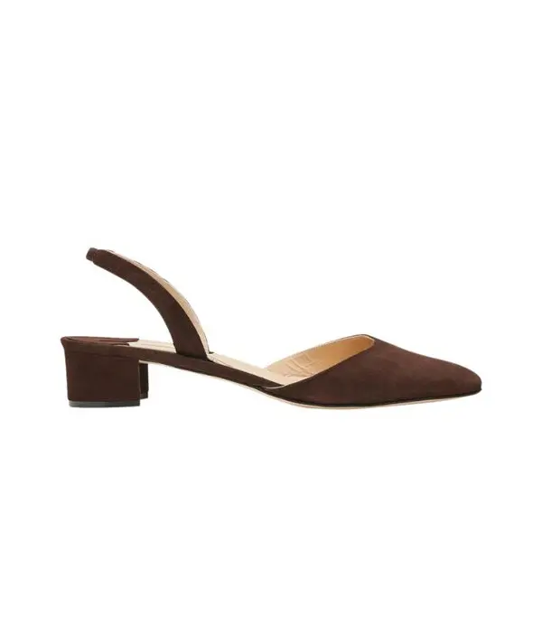 Manolo Blahnik Aspro Suede Slingback Ballerina Pumps - Dark Brown