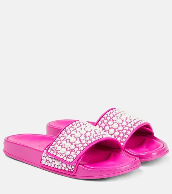 JIMMY CHOO Fitz Embellished Slides - Pink