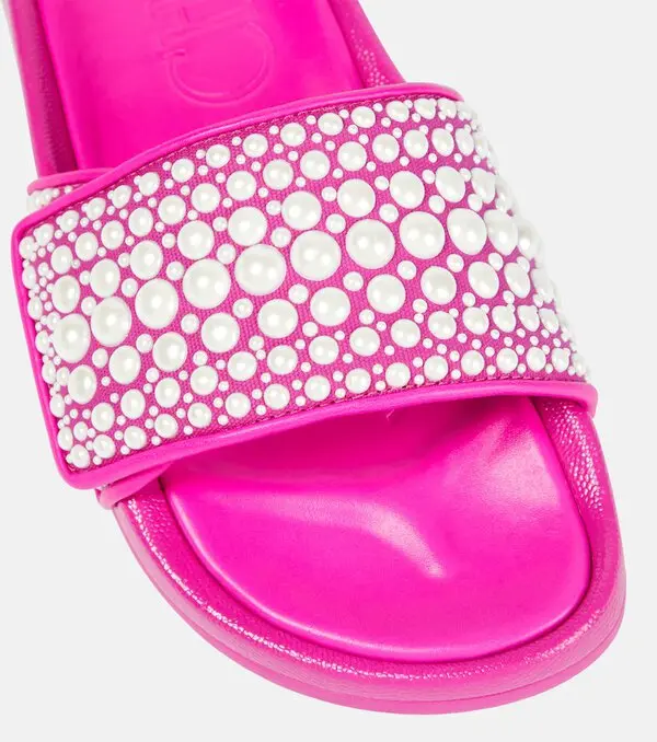 JIMMY CHOO Fitz Embellished Slides - Pink