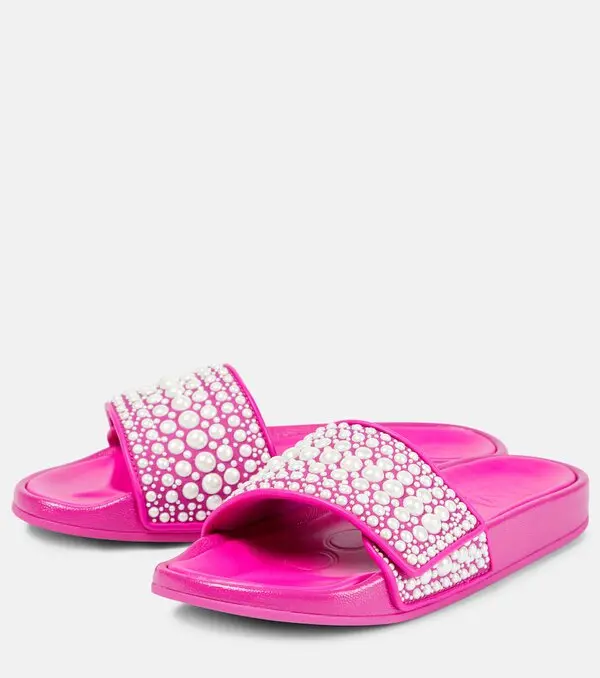 JIMMY CHOO Fitz Embellished Slides - Pink