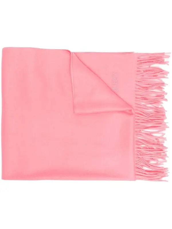 Alexander McQueen Tasselled Logo-embroidered Scarf - Pink