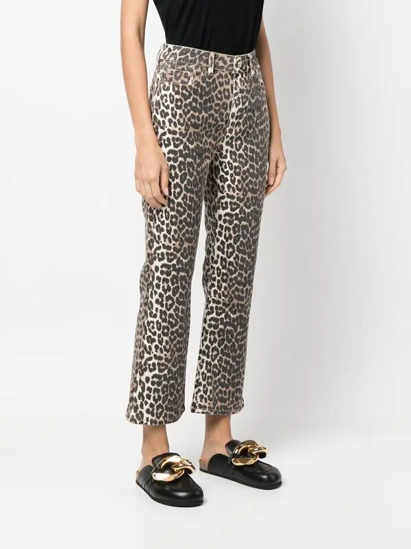 GANNI Betzy Leopard-print Jeans - Neutrals