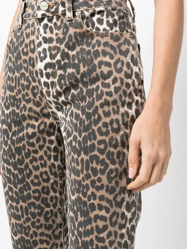 GANNI Betzy Leopard-print Jeans - Neutrals