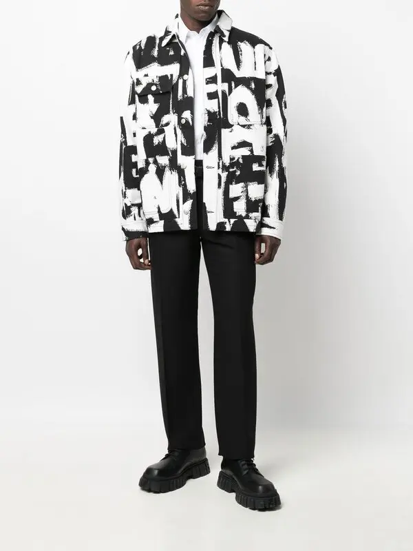 Alexander McQueen Text Print Denim Jacket