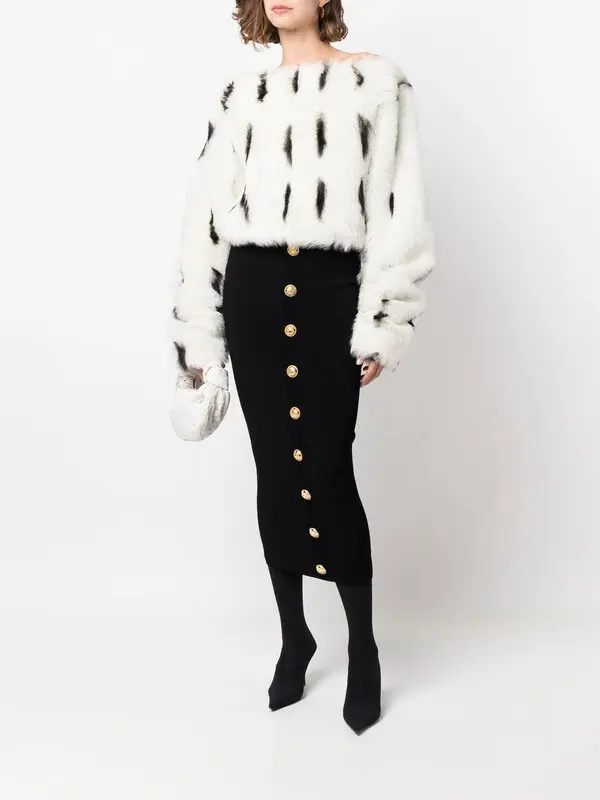 Balmain Shearling Boat-neck Top