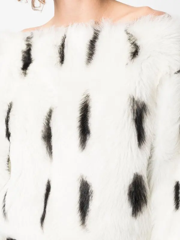 Balmain Shearling Boat-neck Top
