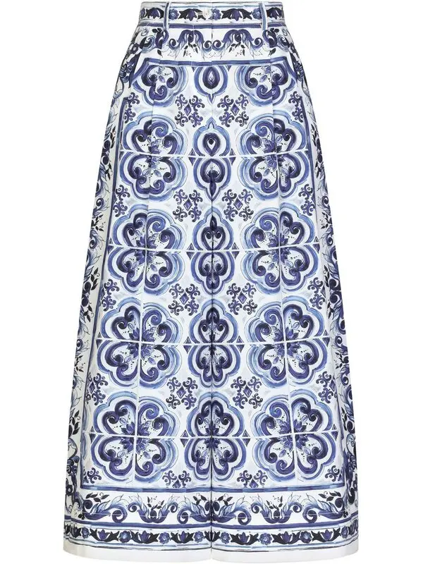 Dolce & Gabbana Majolica-print Cropped Culottes