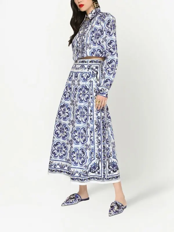 Dolce & Gabbana Majolica-print Cropped Culottes