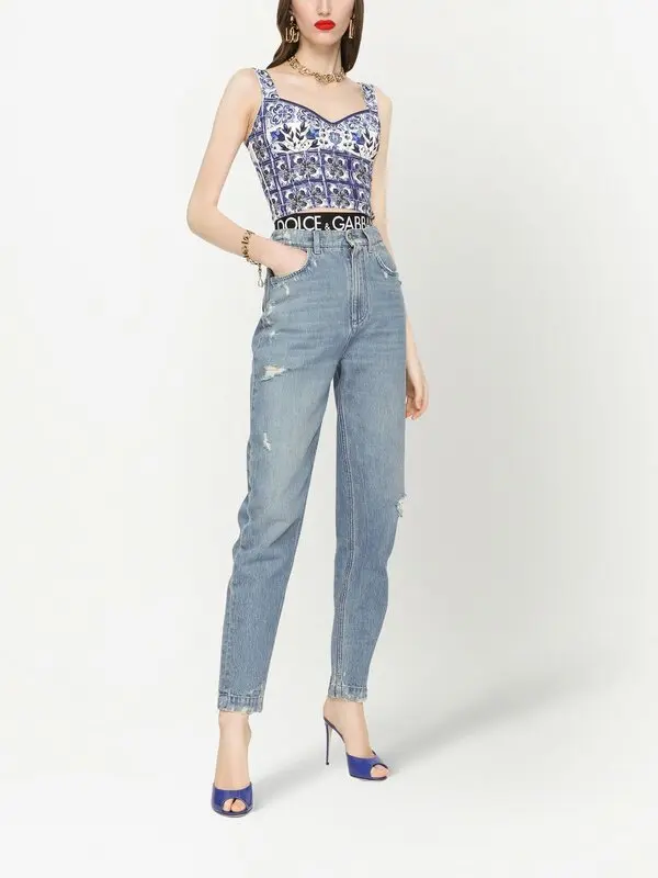 Dolce & Gabbana Ripped Detail Jeans - Blue