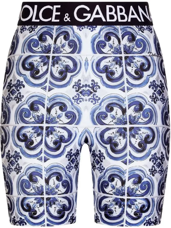 Dolce & Gabbana Majolica Print Cycling Shorts - Blue