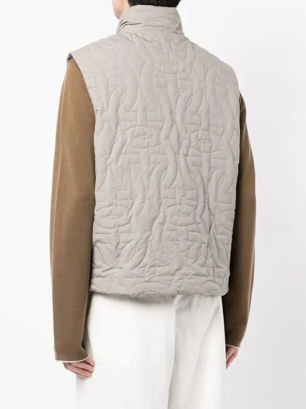 FERRAGAMO Quilted Funnel-neck Gilet - Grey