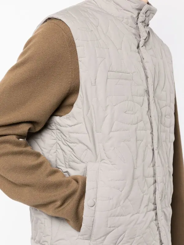 FERRAGAMO Quilted Funnel-neck Gilet - Grey