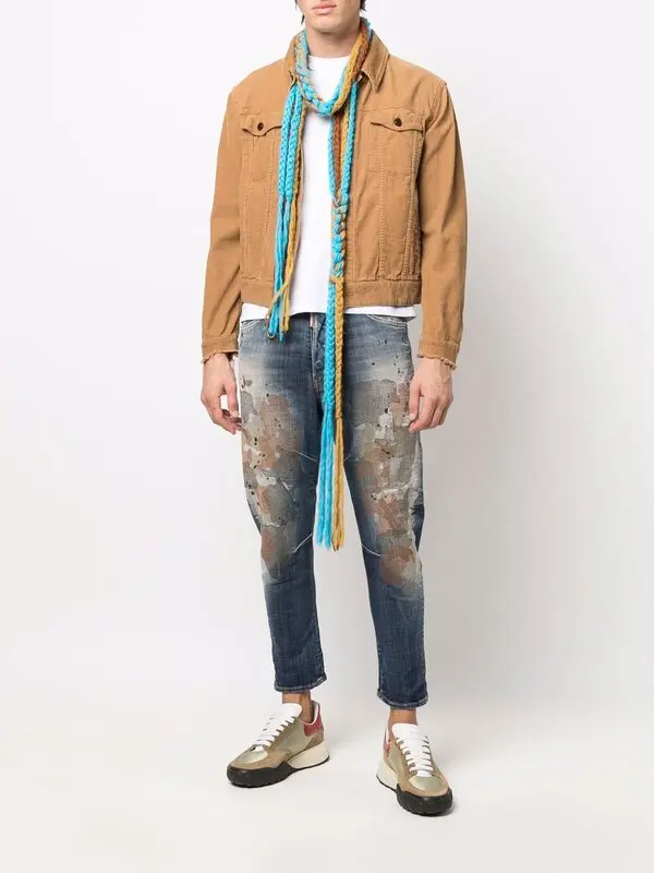 Dsquared2 Chunky-knit Skinny Striped Scarf