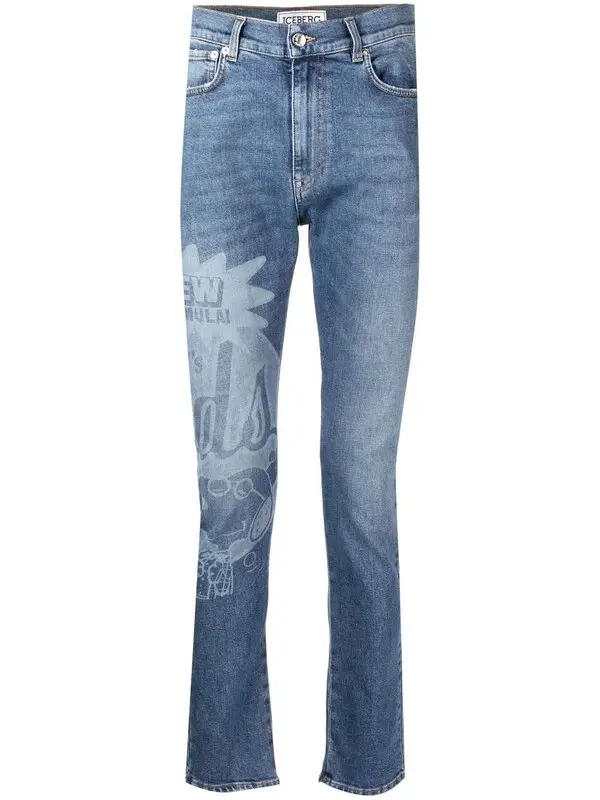 Iceberg Watermark-print Skinny Jeans