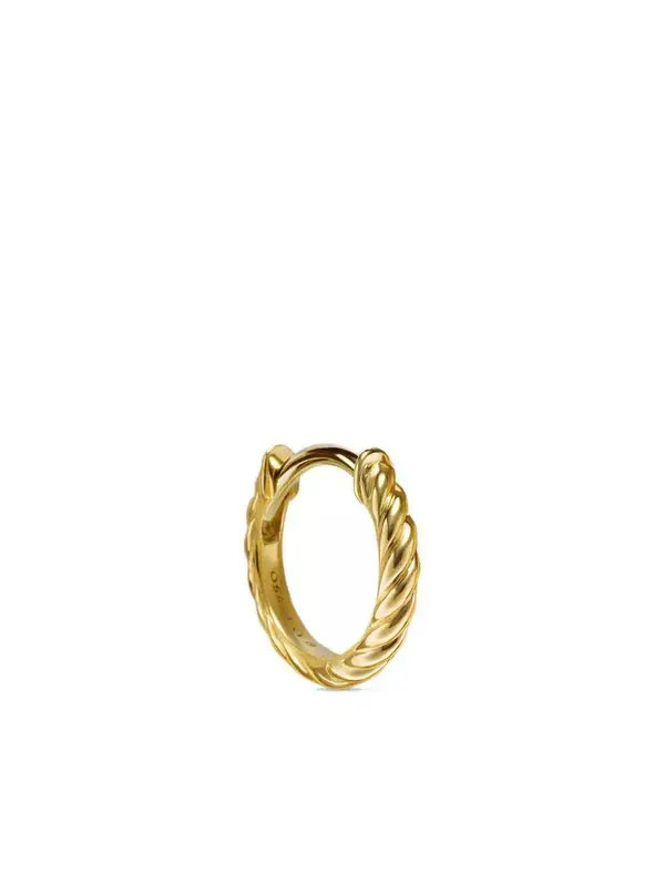 David Yurman 18kt Yellow Sculpted Cable Micro Huggie Hoop Earrings - Gold