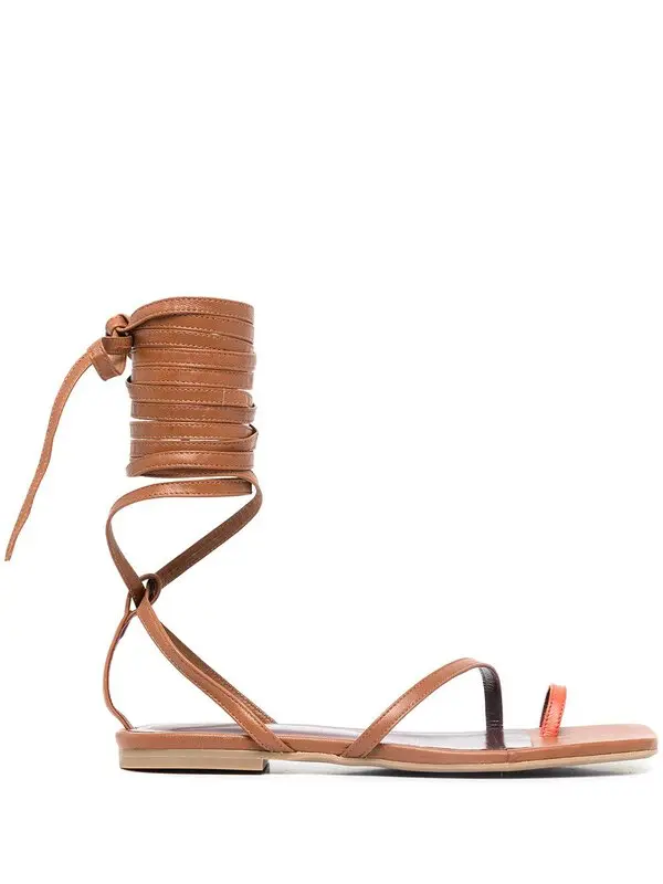 Staud Nicola Leather Gladiator Sandals - Brown