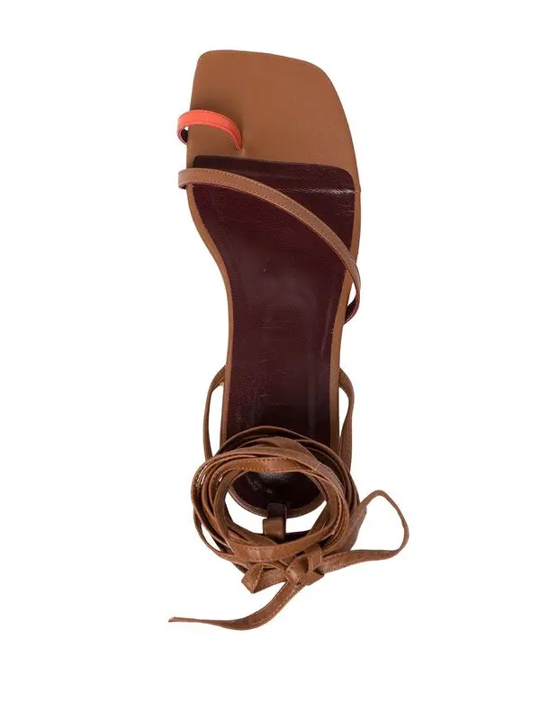 Staud Nicola Leather Flat Sandals - Brown