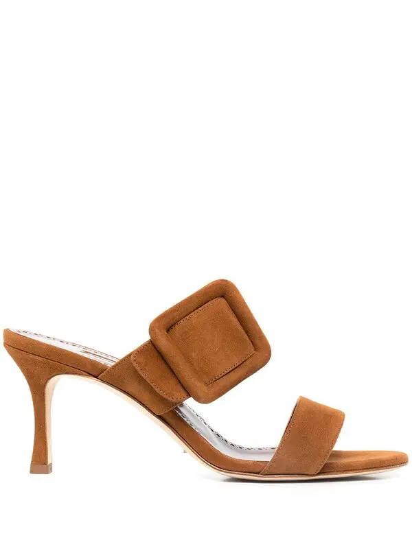 Manolo Blahnik Gable Buckled Suede Sandals