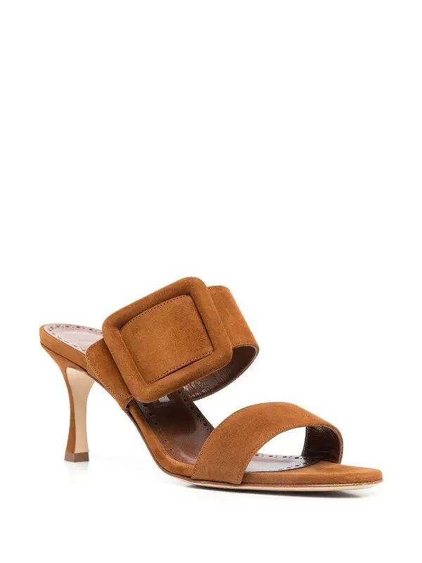 Manolo Blahnik Gable Buckled Suede Sandals