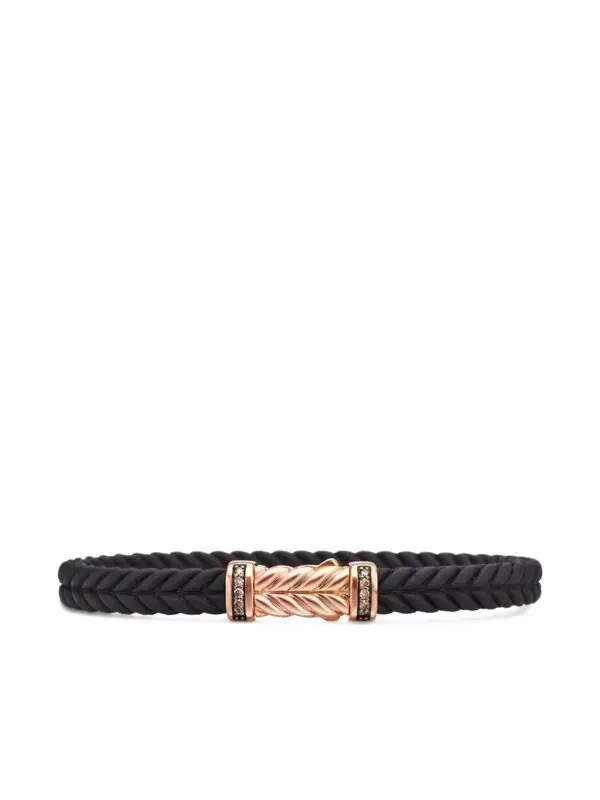 David Yurman 18kt Rose Gold Chevron Bracelet - Black