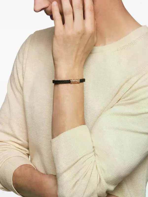 David Yurman 18kt Rose Gold Chevron Bracelet - Black