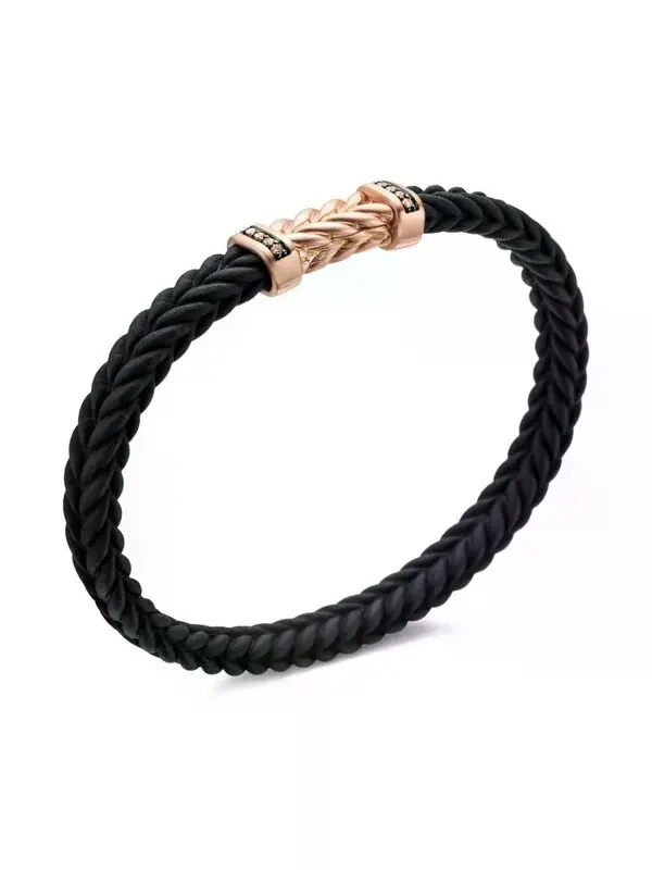David Yurman 18kt Rose Gold Chevron Bracelet - Black