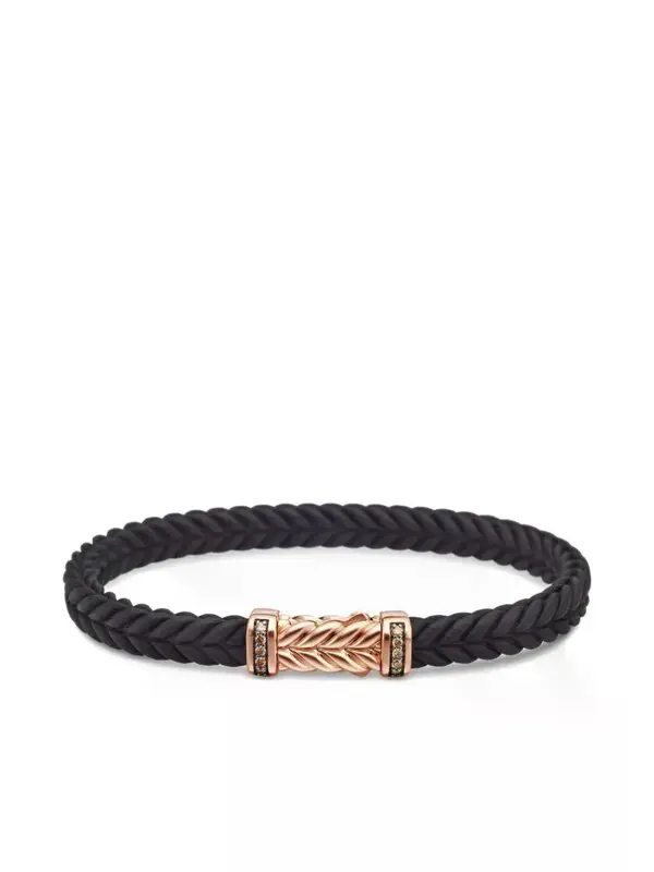 David Yurman 18kt Rose Gold Chevron Bracelet - Black