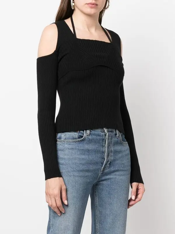 Versace Open-shoulder Ribbed Jumper