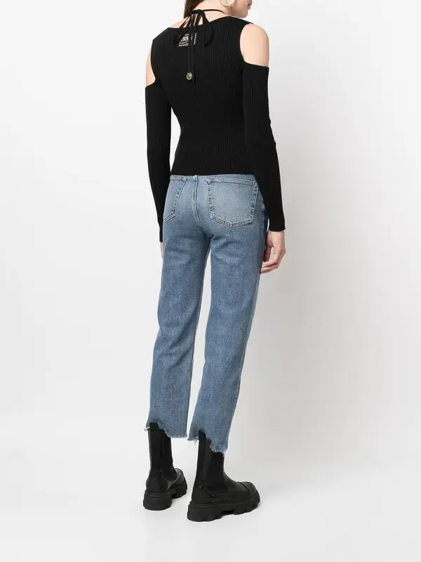 Versace Open-shoulder Ribbed Jumper