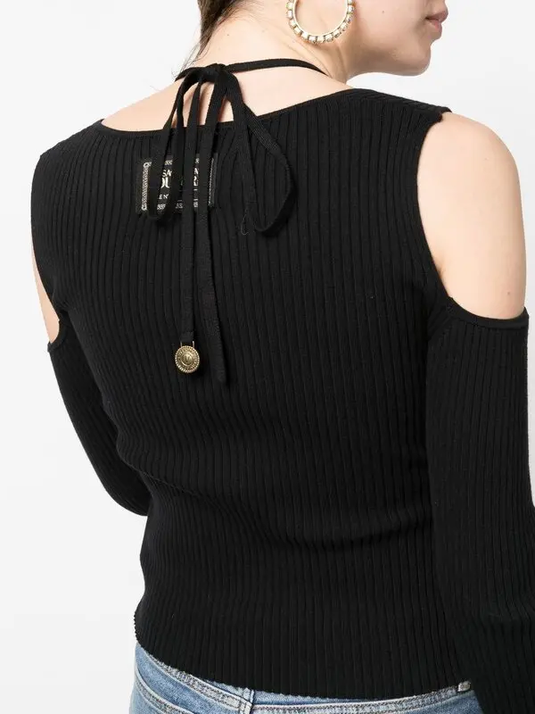 Versace Open-shoulder Ribbed Jumper