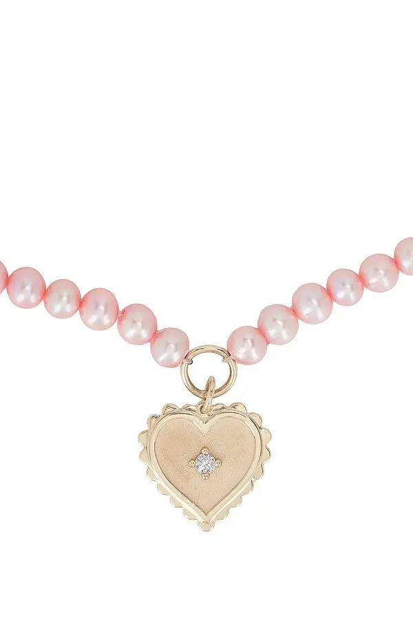 SYDNEY EVAN Scallop Heart Charm Beaded Choker