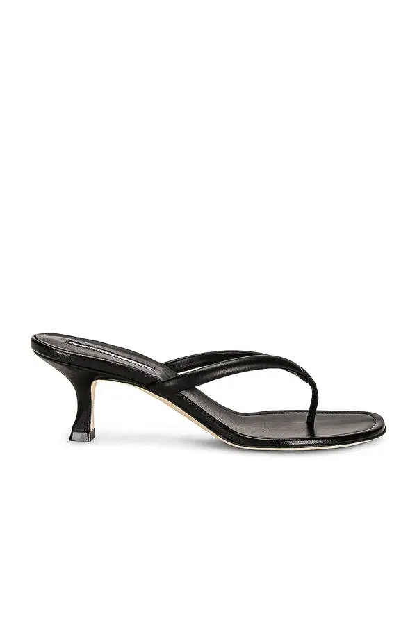 Manolo Blahnik Paterno 50 Leather Sandal - Black