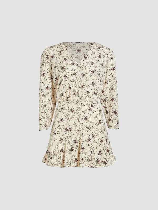 Veronica Beard Riggins Stretch Silk Long-sleeve Minidress