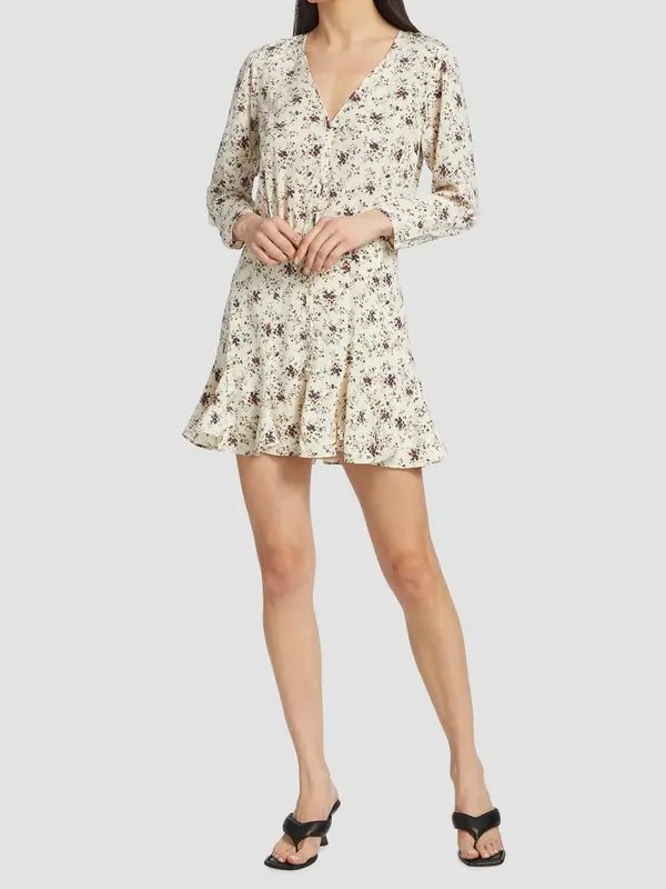 Veronica Beard Riggins Stretch Silk Long-sleeve Minidress