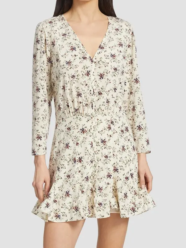 Veronica Beard Riggins Stretch Silk Long-sleeve Minidress