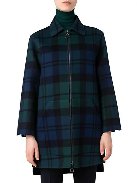 Akris Plaid Wool Zip Coat