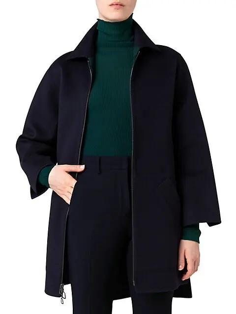 Akris Plaid Wool Zip Coat