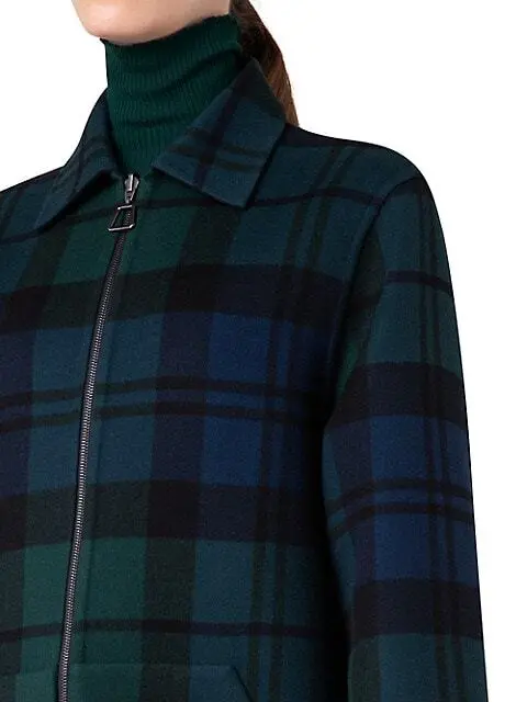 Akris Plaid Wool Zip Coat