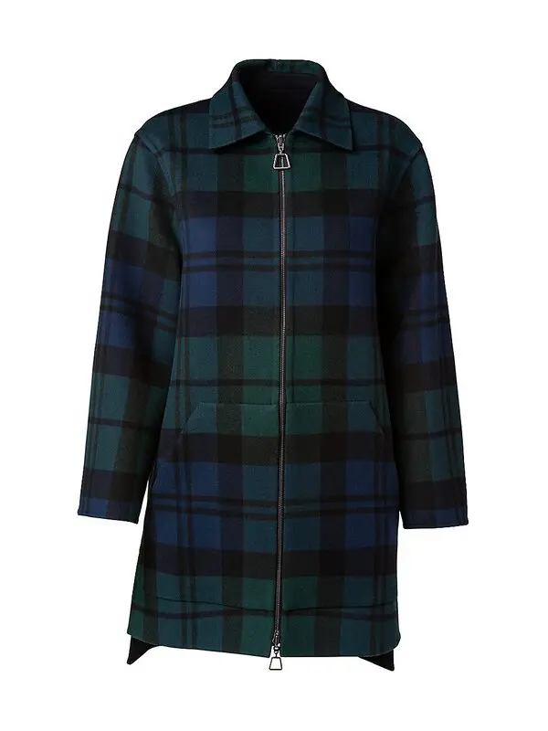 Akris Plaid Wool Zip Coat