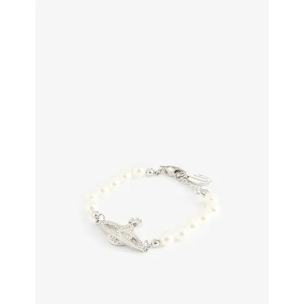 VIVIENNE WESTWOOD Mini Bas Relief Bracelet - Platinum/ Crystal/ Pearl