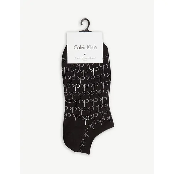 Calvin Klein Print Trainer Socks Set Of Two - Black